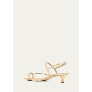 Vince 40mm Polli Metallic Leather Kitten-heel Sandals