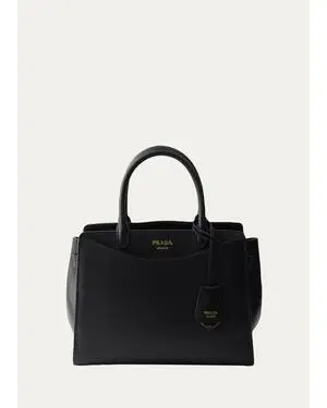 Prada Prelude Medium Leather Top-handle Bag - Nero