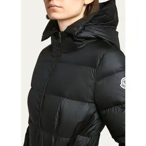 Moncler Boed Hooded Shearling-trimmed Short Down Jacket - Brown