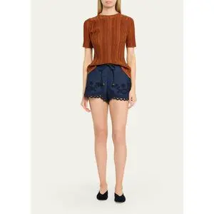 Zimmermann Mahon Broderie Denim Shorts