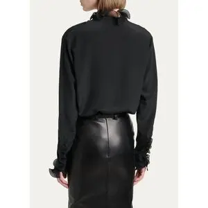 TOM FORD Silk Crepe De Chine Ruffle Plunging-neck Blouse