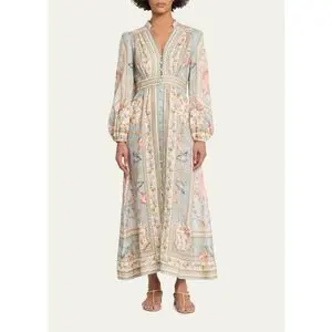 Zimmermann Roselight Plunge Midi Dress