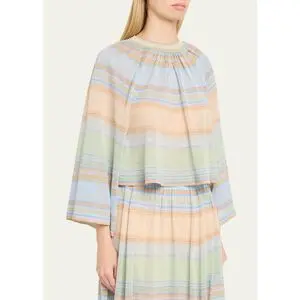 Zimmermann Indra Stripe Bell-sleeve Top