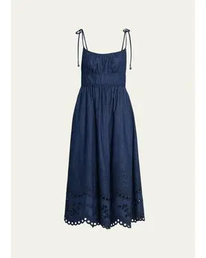 Zimmermann Mahon Broderie Denim Picnic Dress - Ink