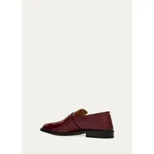 MAISON MARGIELA Tabi Crinkled Patent Leather Penny Loafers - Brick