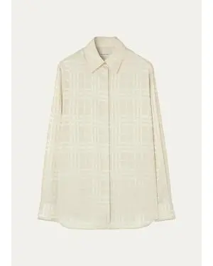 Burberry Dorothea Patterned Silk Shirt - Champagne