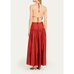 Zimmermann Indra Plunge Halter Maxi Dress