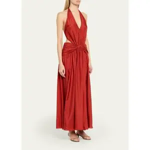 Zimmermann Indra Plunge Halter Maxi Dress