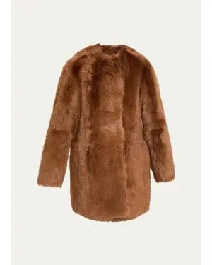TOTEME Silky Lamb Shearling Short Coat - Ginger