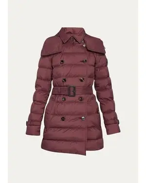 Burberry Audley Mid-length Nylon Puffer Coat - Vineyard Red
