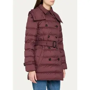 Burberry Audley Mid-length Nylon Puffer Coat - Vineyard Red