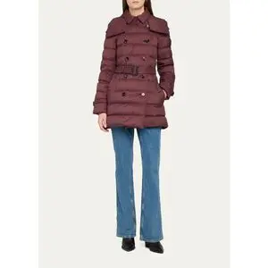 Burberry Audley Mid-length Nylon Puffer Coat - Vineyard Red