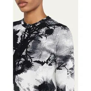 Alexander McQueen Floral Jacquard Crewneck Cardigan