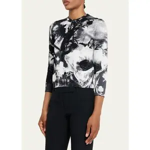 Alexander McQueen Floral Jacquard Crewneck Cardigan