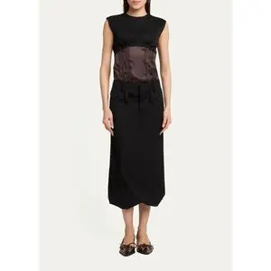 Marni Mixed-media Sleeveless Midi Dress