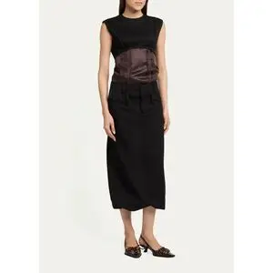 Marni Mixed-media Sleeveless Midi Dress