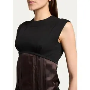 Marni Mixed-media Sleeveless Midi Dress