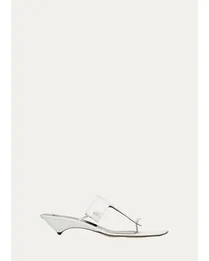 CHRISTEN 35mm Edge Lizard-embossed Leather T-strap Thong Sandals