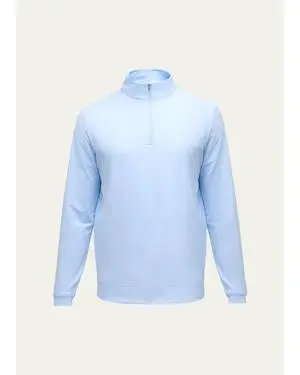 Peter Millar Perth Micro-stripe Half-zip Sweater - Light Blue