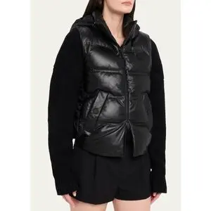 Moncler Impression Leather Hooded Down Vest