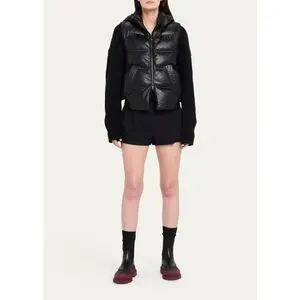 Moncler Impression Leather Hooded Down Vest