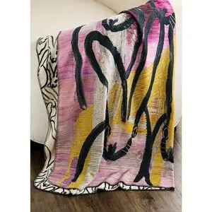 HUNT SLONEM Best Bunnies Reversible Throw Blanket, 60" X 80