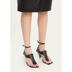 CHRISTEN 75mm Edge Lizard-embossed Leather Ankle-tie Sandals
