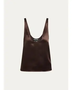 TOM FORD Plunging Scoop-neck Silk Tank Top - Chocolate