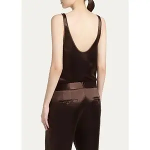 TOM FORD Plunging Scoop-neck Silk Tank Top - Chocolate
