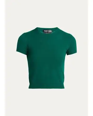 TOM FORD Vintage Washed Cashmere Short-sleeve Crop Sweater