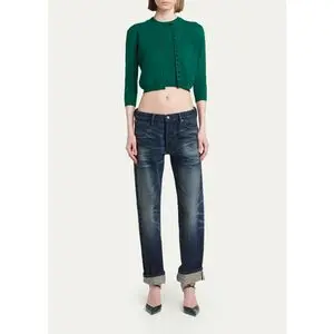 TOM FORD Vintage Washed Cashmere Short-sleeve Crop Sweater