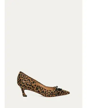 Santoni Adri 55mm -print Calf Hair Pumps - Leopard