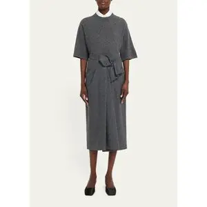 Michael Kors Origami Draped Wool Midi Skirt
