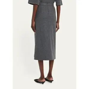 Michael Kors Origami Draped Wool Midi Skirt