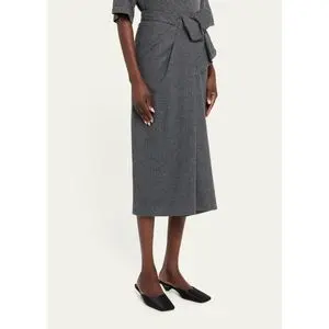 Michael Kors Origami Draped Wool Midi Skirt