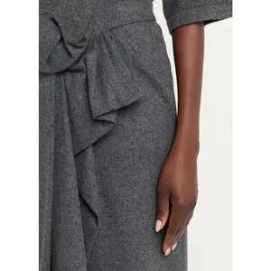 Michael Kors Origami Draped Wool Midi Skirt