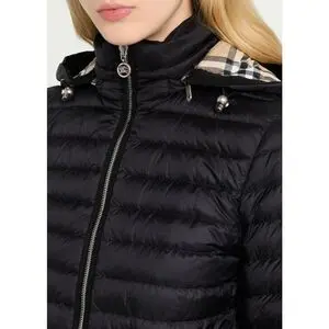 Burberry Amberley Belted Nylon Puffer Jacket With Detachable Collar