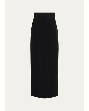 THE ROW Iphora Wool Crepe Slit Midi Skirt