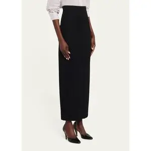 THE ROW Iphora Wool Crepe Slit Midi Skirt