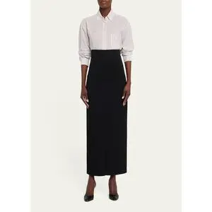 THE ROW Iphora Wool Crepe Slit Midi Skirt