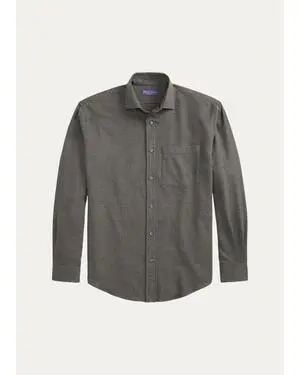 Ralph Lauren Purple Label Glen Check Flannel Button-down Shirt - Grey