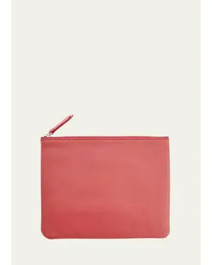 ROYCE NEW YORK Monogrammed Leather Zuppered Travel Organizer Pouch, Personalized - Red