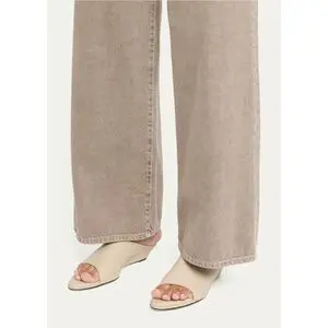 CHRISTEN 75mm Stretch Leather Wedge Mules - Travertino