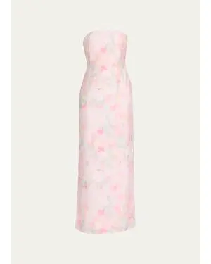 Bernadette Elora Strapless Floral Linen Maxi Dress