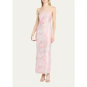 Bernadette Elora Strapless Floral Linen Maxi Dress