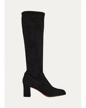 Santoni 65mm Suede Knee-high Boots - Black
