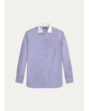 Ralph Lauren Purple Label Striped Poplin French Cuff Shirt - Blue Multi