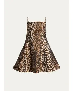 Givenchy Sleeveless Sliced Leopard Jacquard Mini Dress - Brown