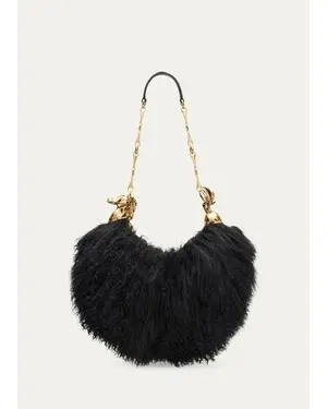 Chloé Shearling Chain Horse Shoulder Bag