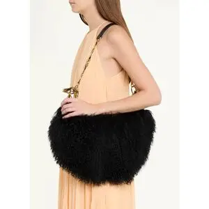 Chloé Shearling Chain Horse Shoulder Bag